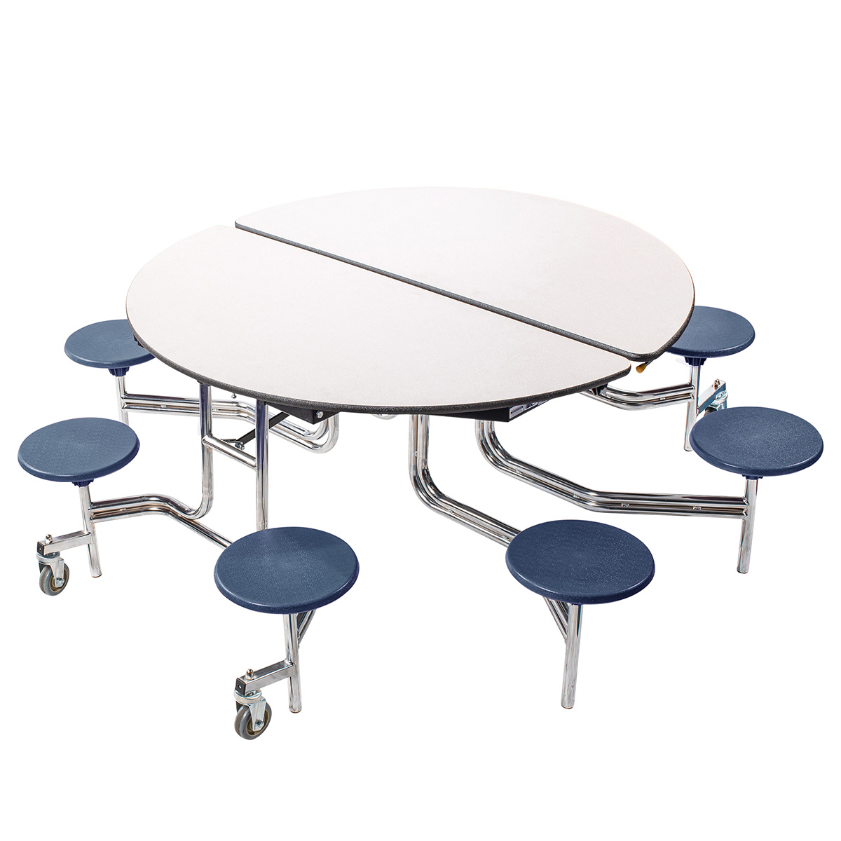 NPS 60" Round Mobile Stool Cafeteria Table, MDF Core, Protect Edge ...